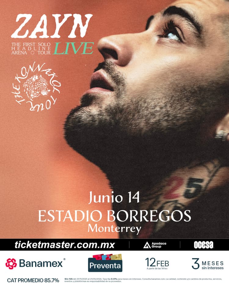 Zayn en Monterrey 2026 | Estadio Borregos | Sede, Boletos y más